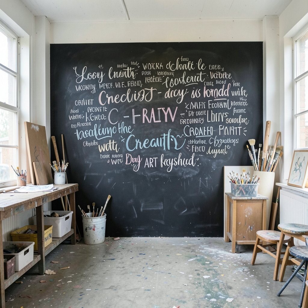 14+ Artsy Chalkboard Mural In Art Studio Ideas – craftering